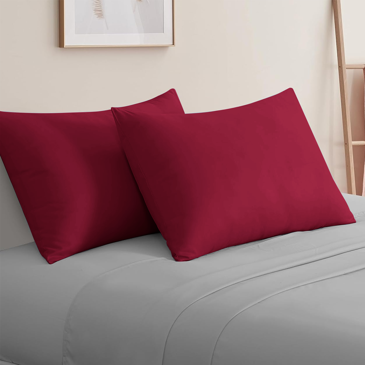 Red Pillow Cases Plain Pair – Oxford Homeware